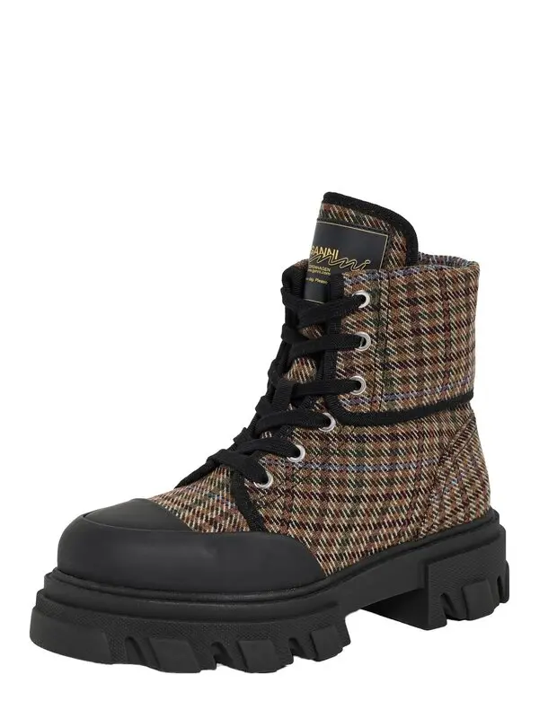 GANNI Cleated Canvas Wool Boots - Multicolour