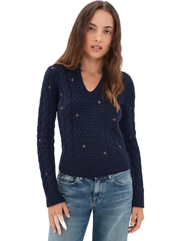PISTOLA Shana Cable Embroidered Sweater - Soft Night