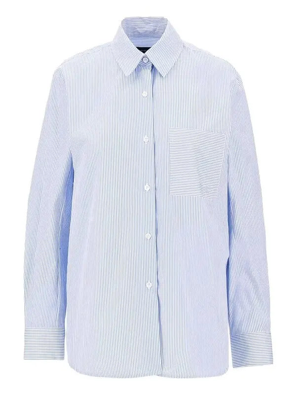 Emporio Armani Striped Cotton Shirt - Sky Blue