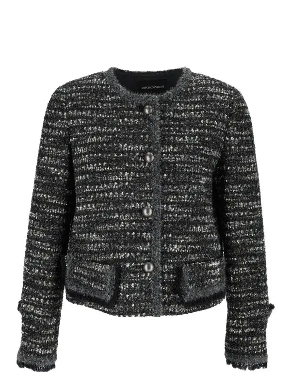 Emporio Armani Tweed Blazer Jacket - Grey