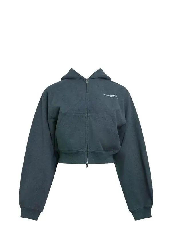 Alexander Wang Cropped Zip-up Hoodie - Blue