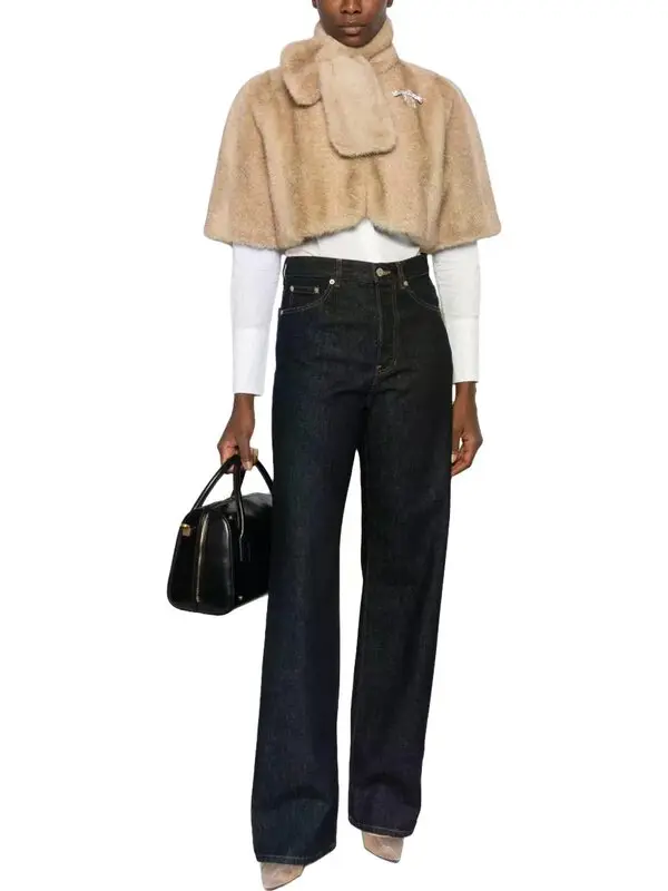 Maje Bow-embellished Faux-fur Coat - Neutrals