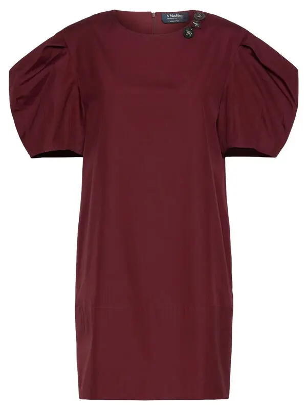 Max Mara Cotton Poplin Short Dress Ruby - Ruby Colour