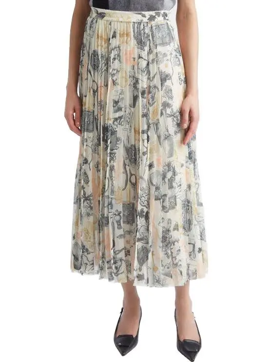 JASON WU Knife Sunburst Pleated Midi Skirt - Egg Multi