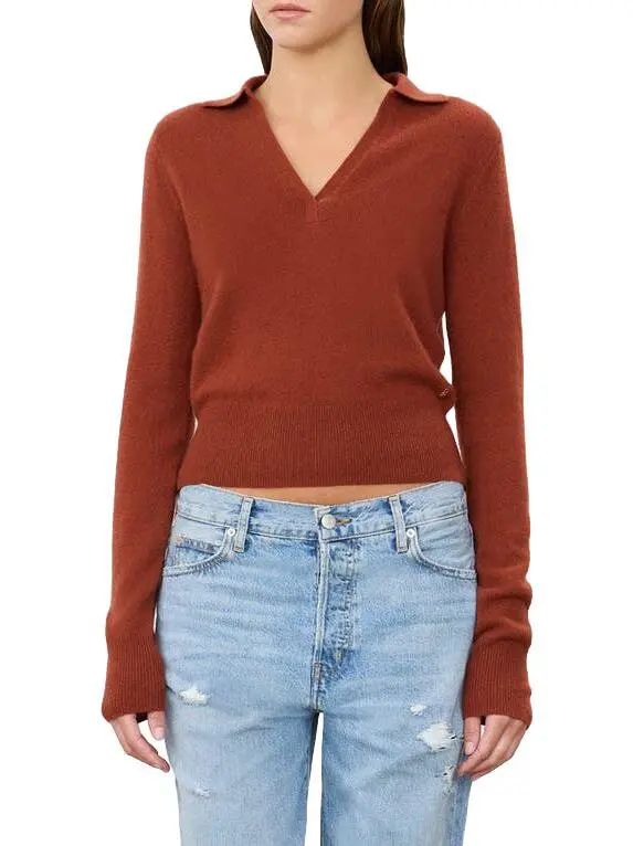 Eterne Vance Johnny Collar Cashmere Sweater - Rust