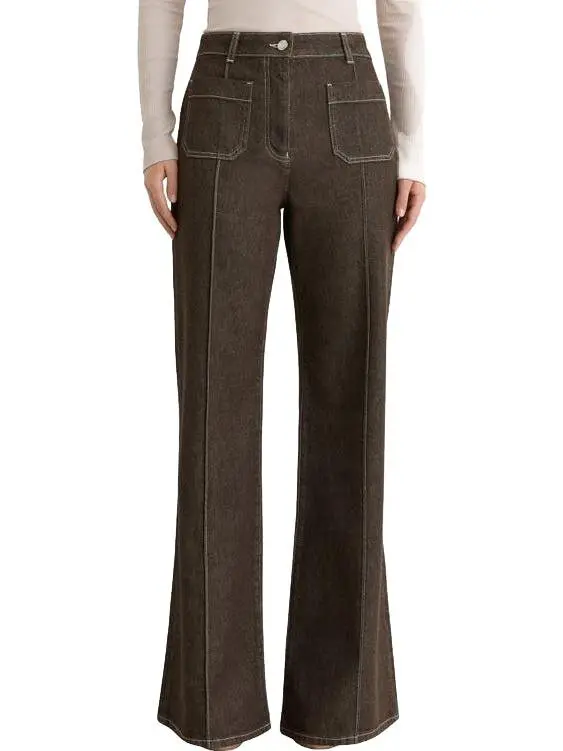 REISS Sakura Wide Leg Jeans - Brown