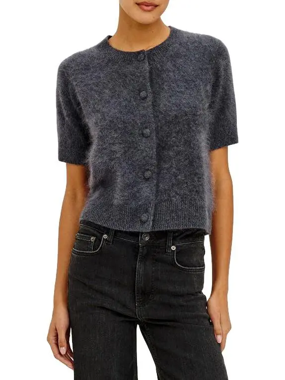 Rails Roman Short Sleeve Wool & Cashmere Cardigan - Charcoal
