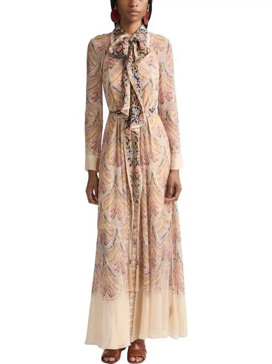 Zimmermann Valiant Deco Print Long Sleeve Maxi Shirtdress - Deco Multi
