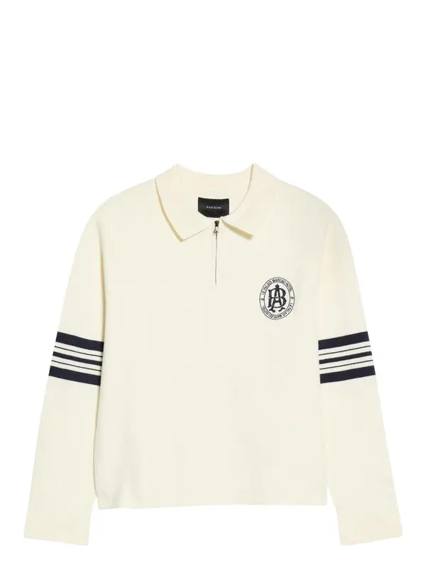 PACSUN Le Palais Long Sleeve Zip Polo - Cream