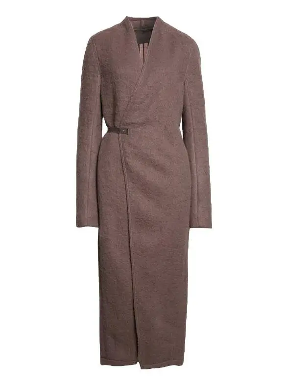 Rick Owens Boiled Alpaca & Wool Blend Lab Coat - Dark Dust
