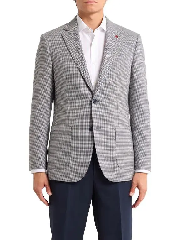 SOUL OF LONDON Houndstooth Jersey Blazer - Blue