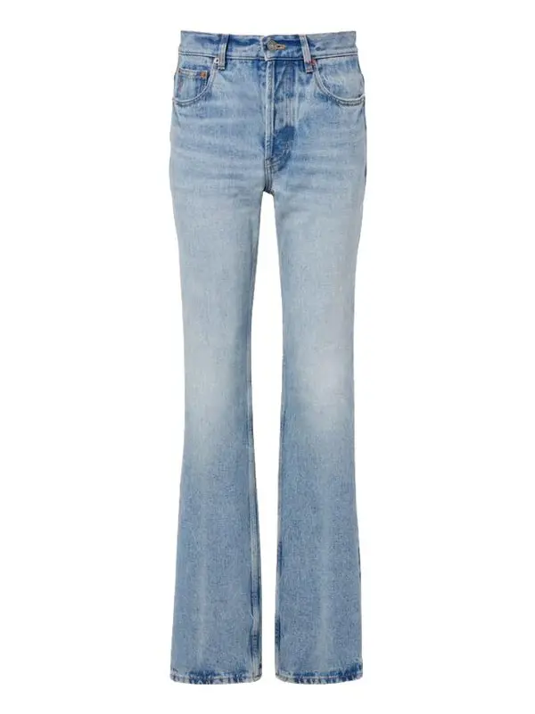 Saint Laurent Nico Distressed Straight Jeans - Blue