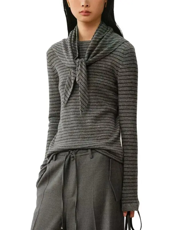 LESS Striped Cashmere Sweater - Grey