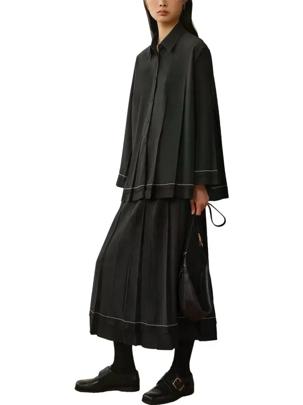 LESS Pleated Long-sleeve Shirt - Grey
