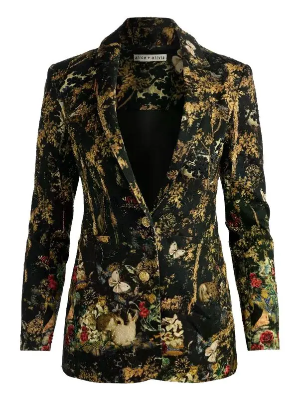 Alice + Olivia Breann Embroidered Blazer - Black
