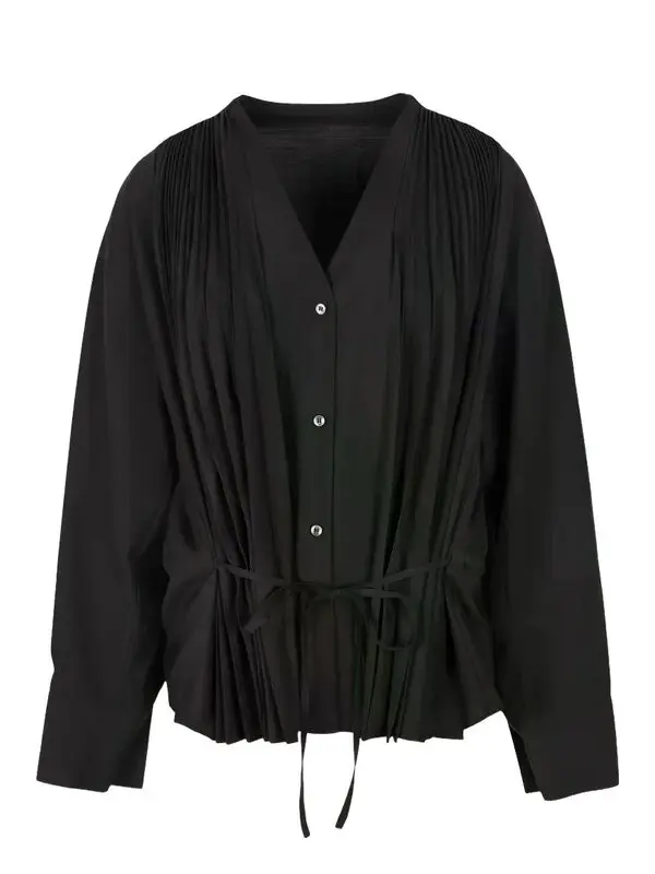 LESS Pleated Dolman-sleeve Shirt - Black
