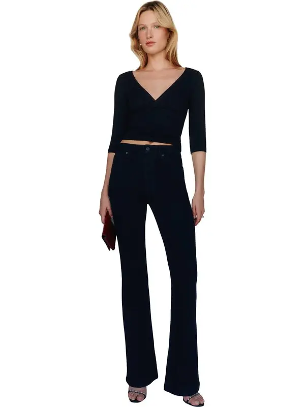 REFORMATION Taya Super Stretch High Rise Flare Jeans - Black