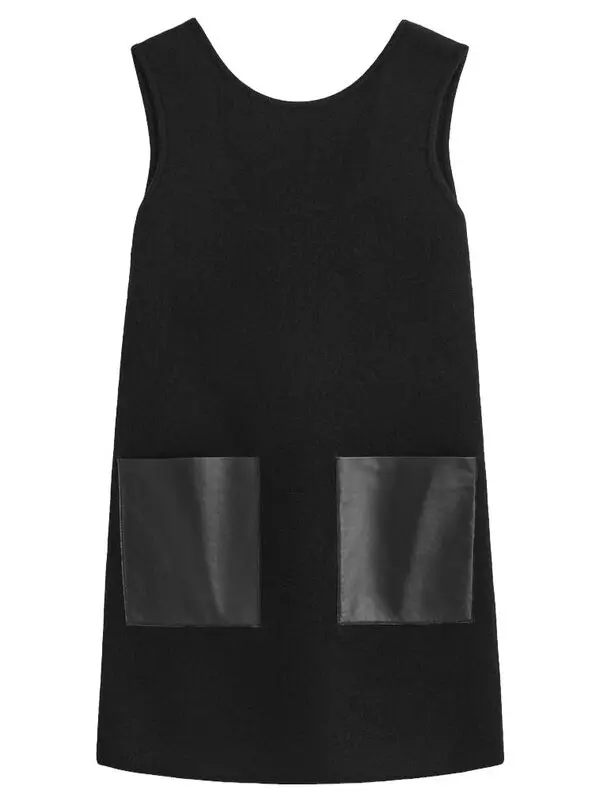 Cos Leather-patch Boiled-wool Mini Dress - Black