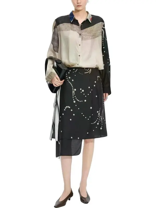 JNBY Pearl-print Silk Shirt - Neutrals