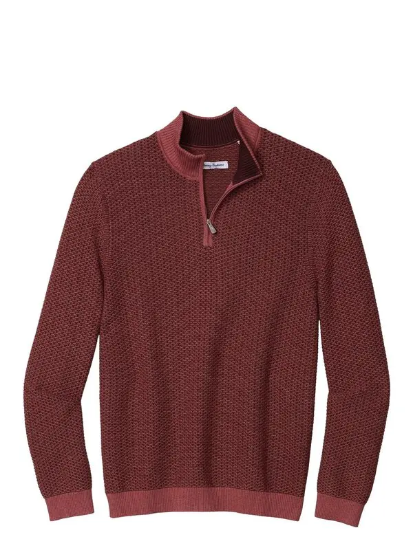 Tommy Bahama Coolside Clear Water Half Zip Sweater - Maroon
