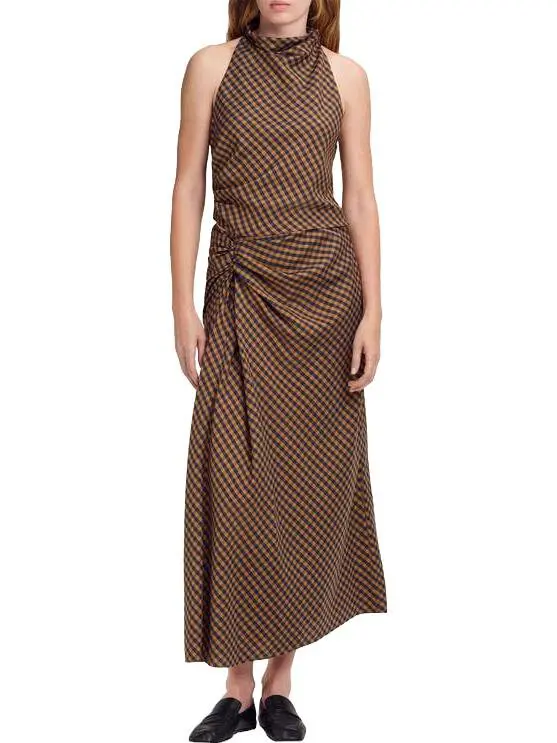 A.L.C. Jean Gingham Midi Skirt - Pecan/navy