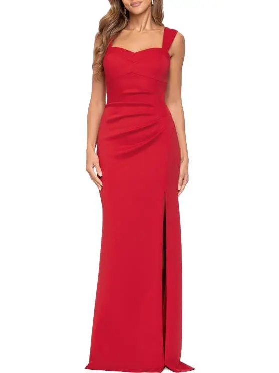 XSCAPE EVENINGS Scuba Knit Column Gown - Red