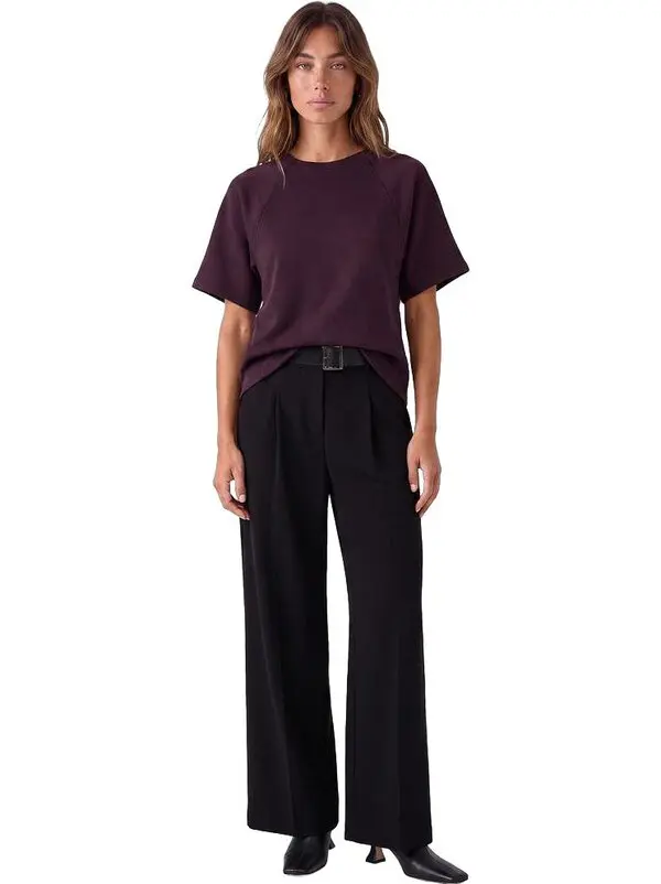 Koton Regular Fit Cotton Blend Short Reglan Sleeve Crew Neck Tee - Plum