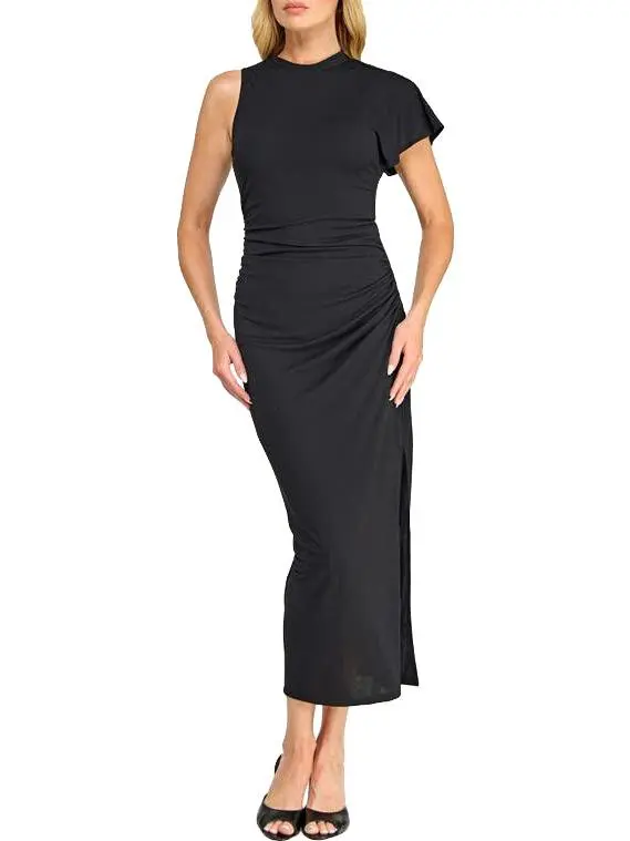 SOCIALITE Ruched Asymmetric Maxi Dress - Black