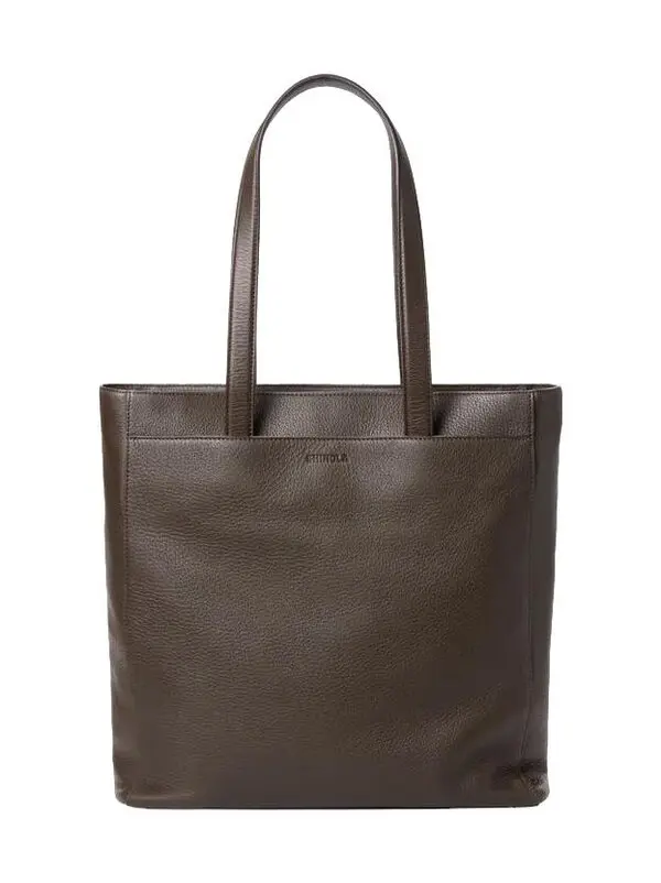 Shinola Canfield North-south Pebbled Leather Tote - Espresso
