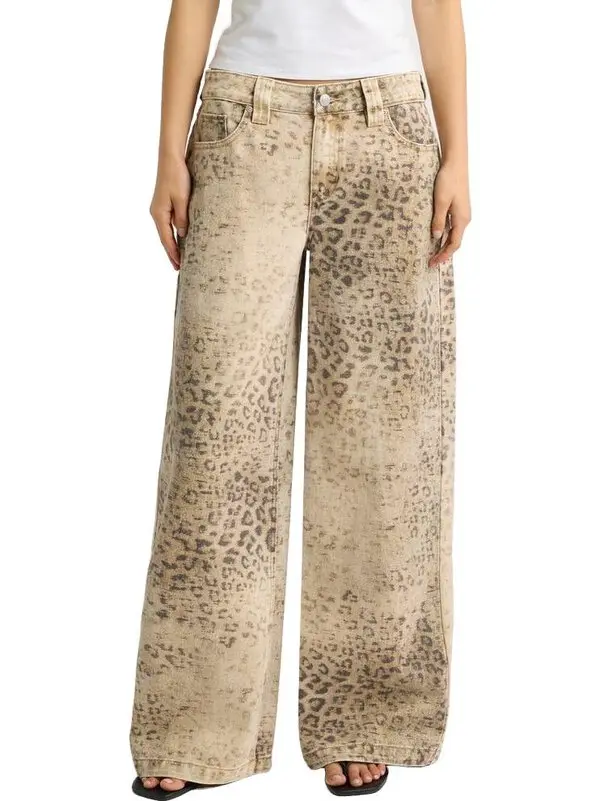 FADE OUT LOUD Print Wide Leg Jeans - Leopard