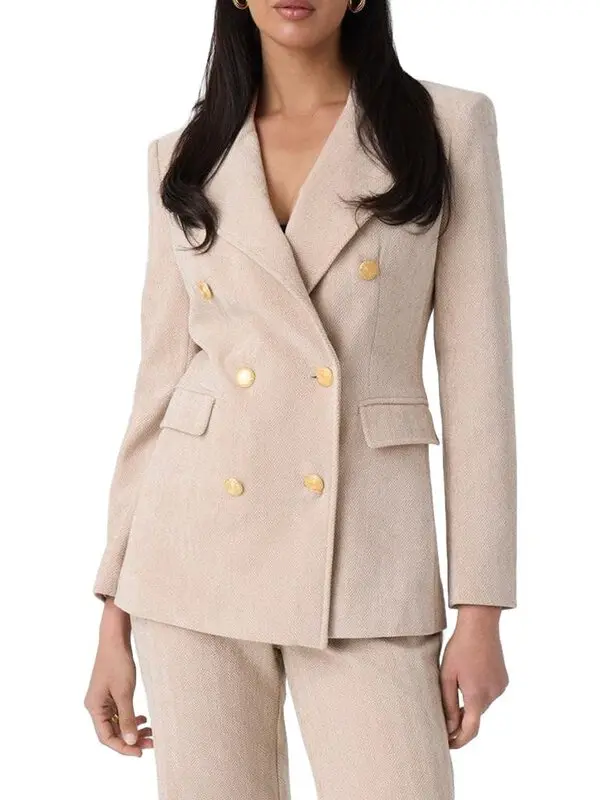 MARCIANO Lille Double Breasted Blazer - Light Oak Multi