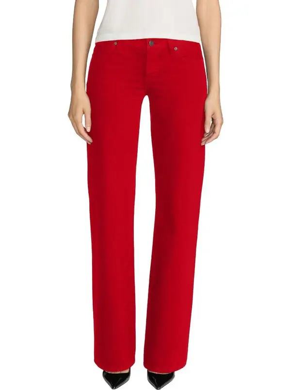 FRAME The Corduroy Gray Low Rise Straight Leg Jeans - Lipstick