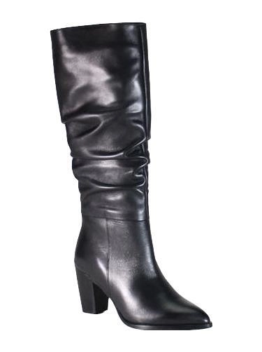 DIBA TRUE Fresh Rain Leather Ruched Knee High Boot - Black