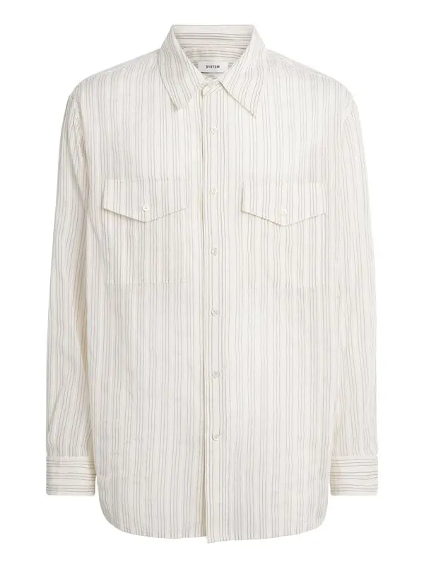 SYSTEM Cotton Stripe Shirt - Beige
