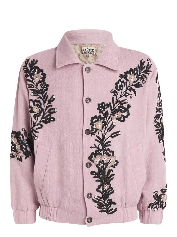 KARTIK RESEARCH Wool Embroidered Almora Jacket - Pink