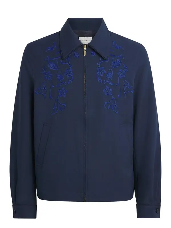 Drole De Monsieur Embroidered Bomber Jacket - Navy