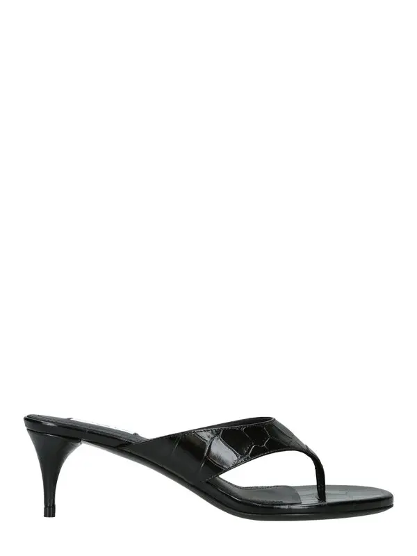 Alaïa Croc-embossed Leather Infra Thong Mules 55 - Black