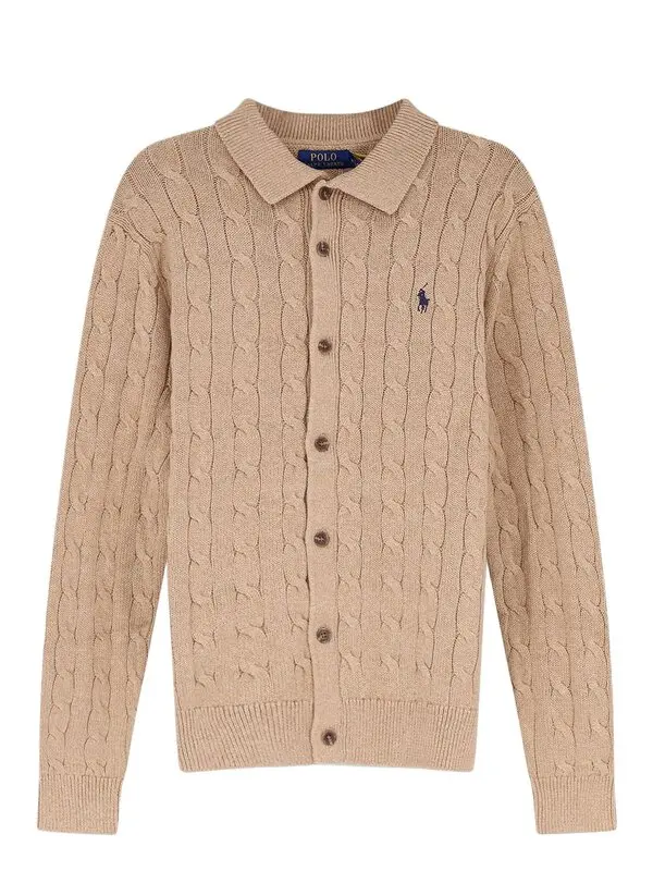 Polo Ralph Lauren Cotton Cardigan With Braided Knit - Brown
