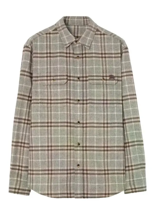 Burberry Check Wool Flannel Overshirt - Grey