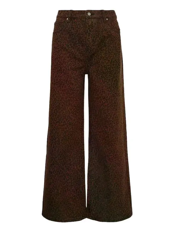 Rally Movement Leopard-print Baggy Jeans - Brown
