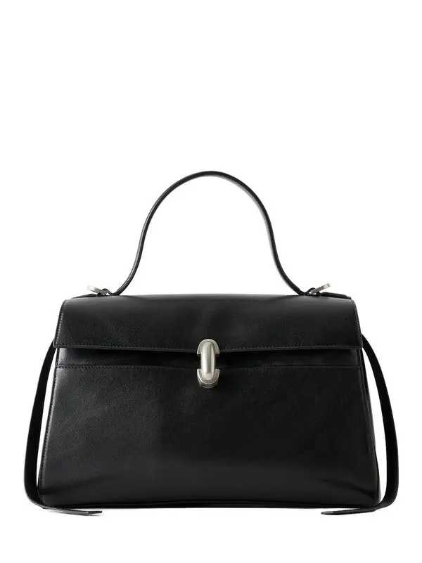 Savette Soft Symmetry Leather Top Handle Bag - Black