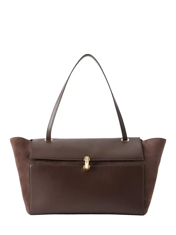 Savette Trapeze Leather-trimmed Suede Shoulder Bag - Brown