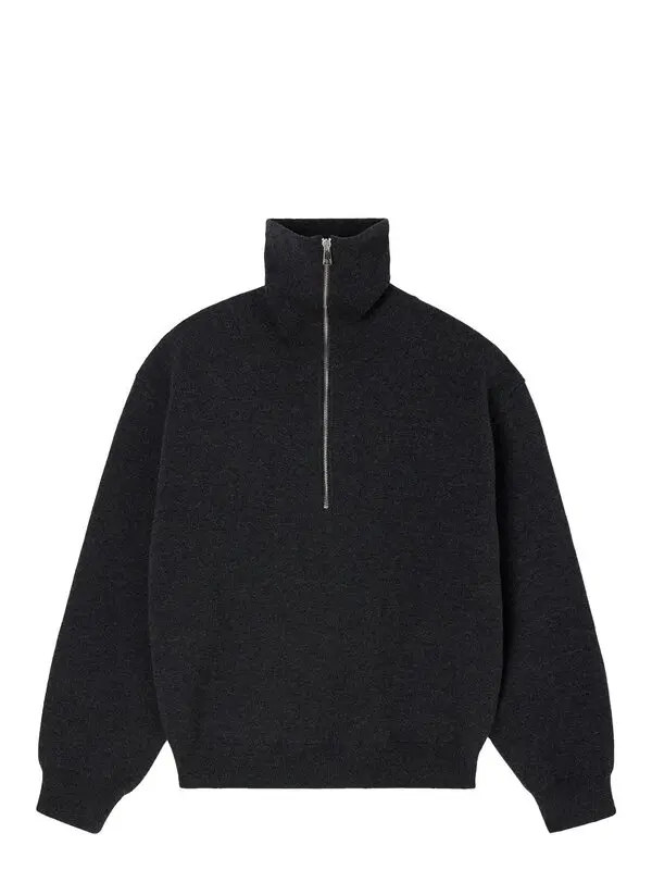 RÓHE High-neck Half-zip Sweater - Grey