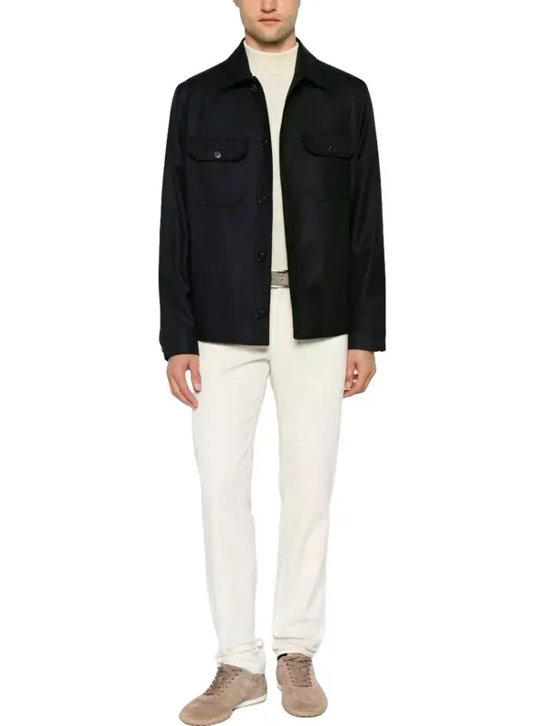 Corneliani Button-fastening Wool Jacket - Blue