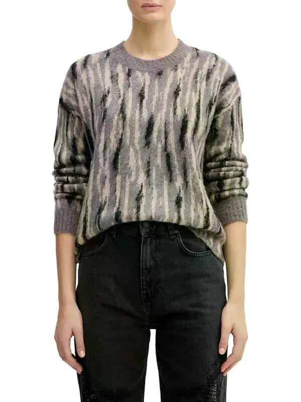 Sisley Abstract-pattern Brushed Sweater - Grey