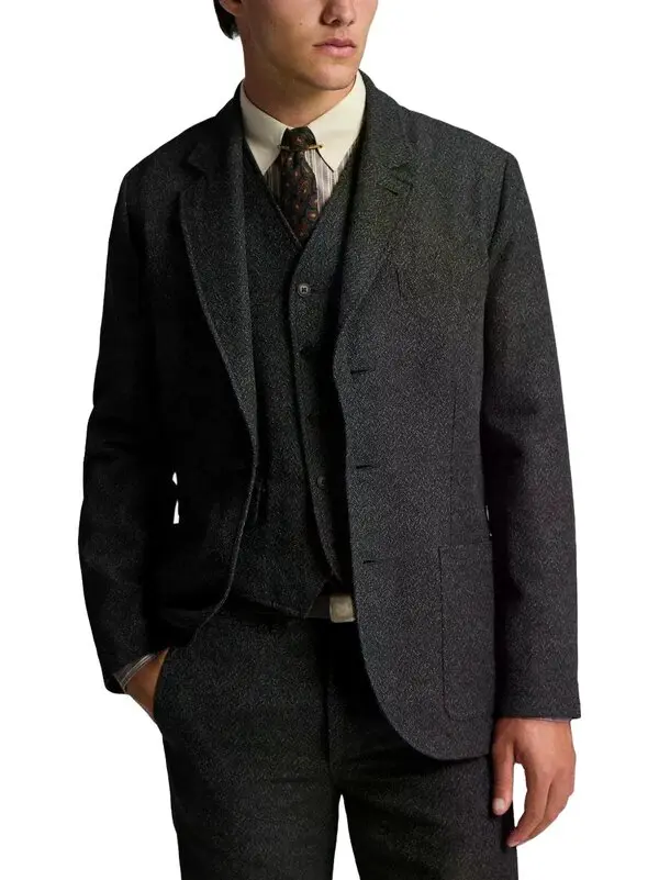 Ralph Lauren Herringbone-pattern Single-breasted Blazer - Grey