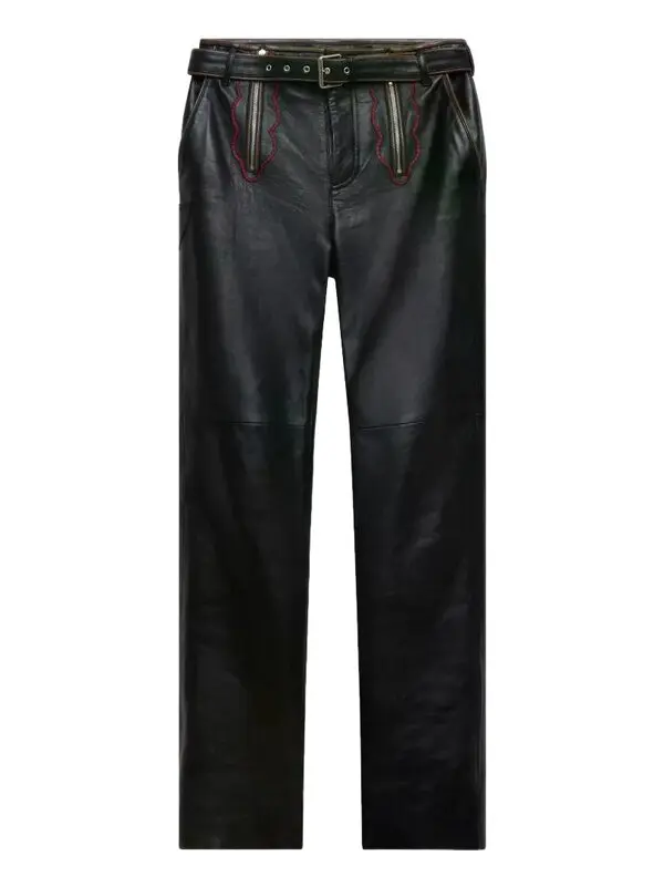 Marni Embroidered Panelled Leather Trousers - Black
