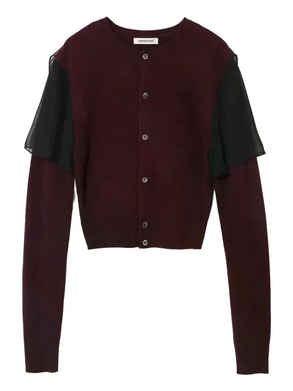 Undercover Sheer-panel Button-up Cardigan - Red