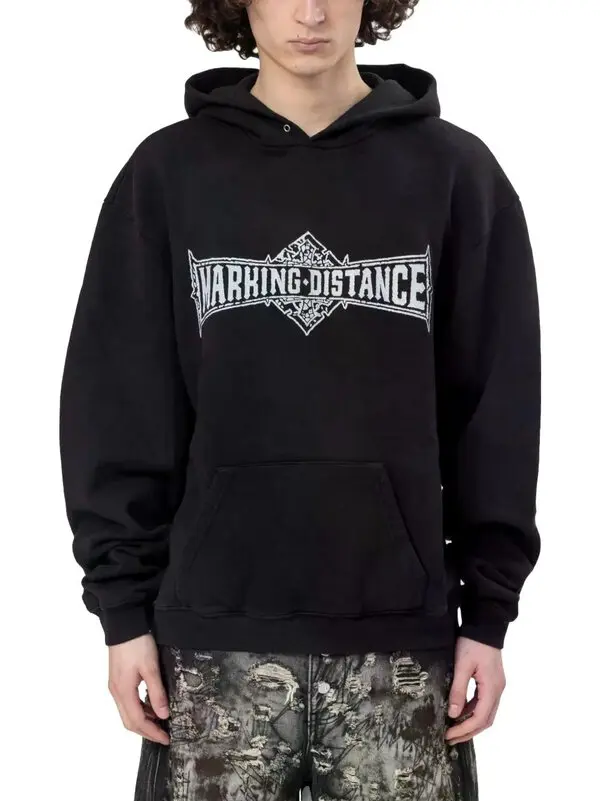 MARKING DISTANCE Crusade Logo-print Hoodie - Black