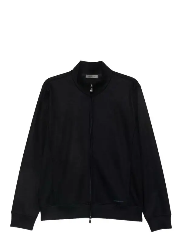 Corneliani Logo-print Zip-fastening Cardigan - Black